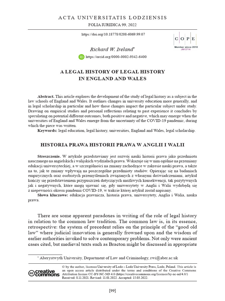 A Legal History of Legal History in England and Wa | PDF | University ...