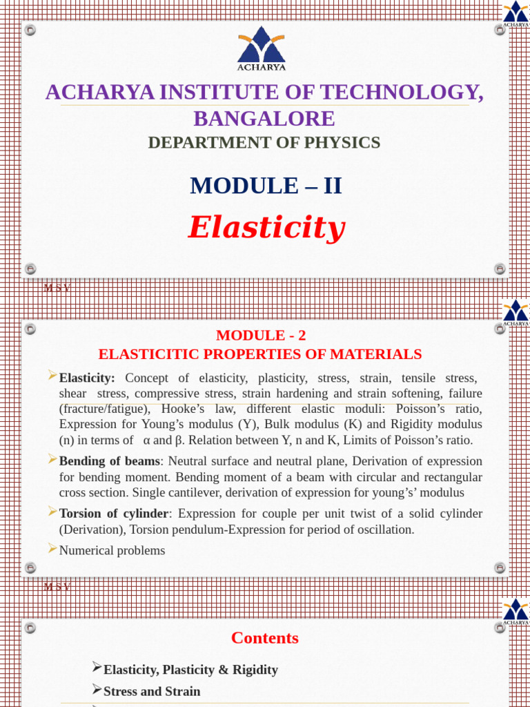 Elasticity Properties of Materials Explained | PDF | Deformation ...