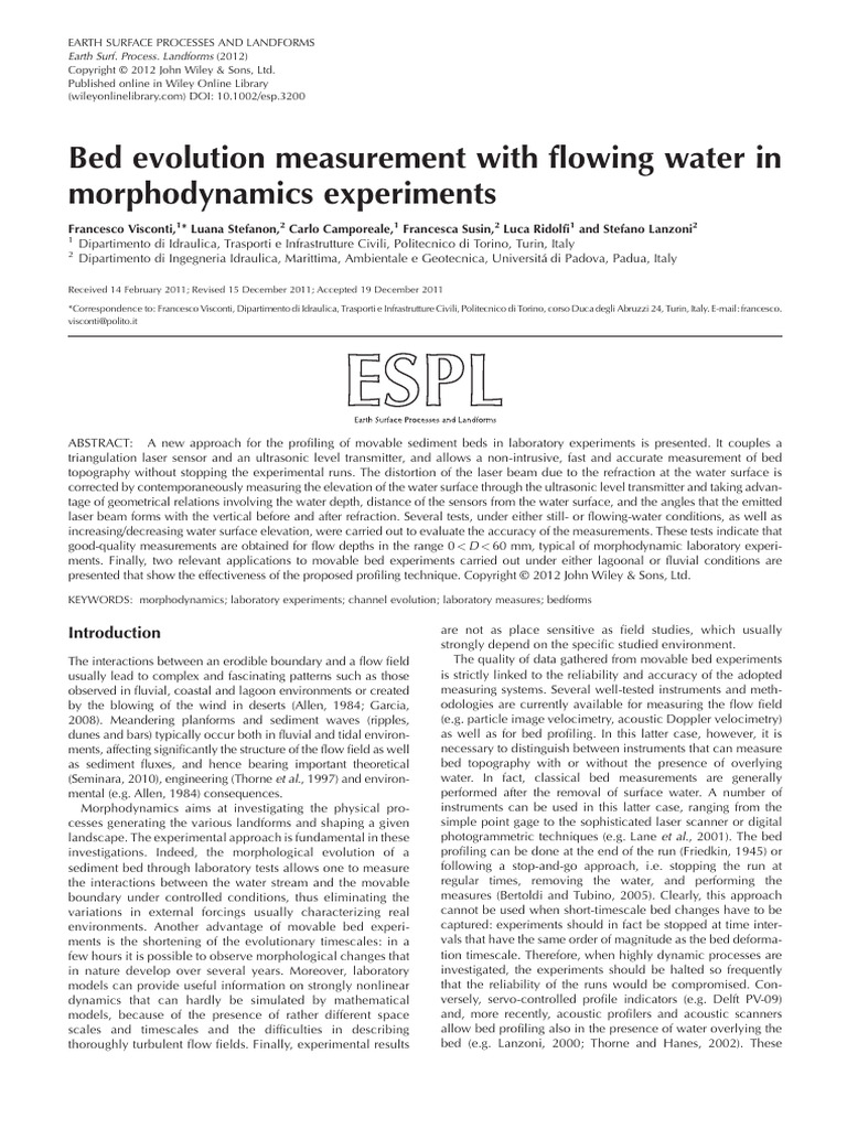 Bed Evolution Measurement With Flowing W | PDF | Waves | Laser