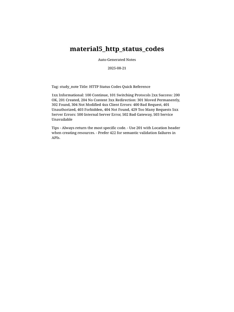 Material5 HTTP Status Codes | PDF