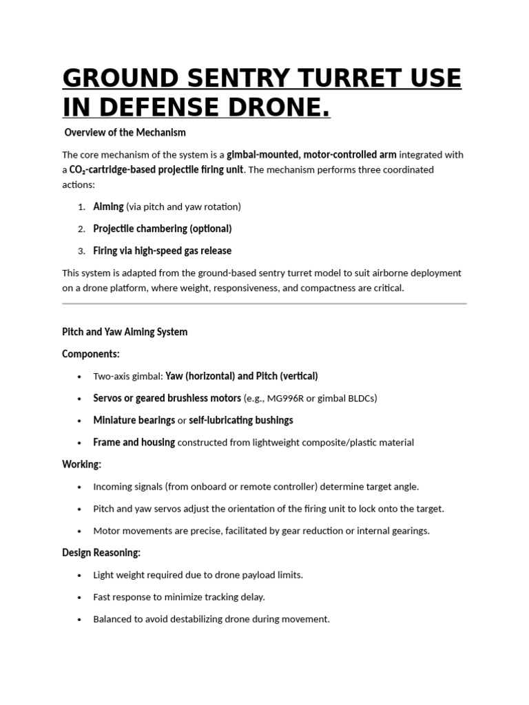 Drone Sentry Turret Mechanism Overview | PDF | Gun Barrel | Unmanned ...