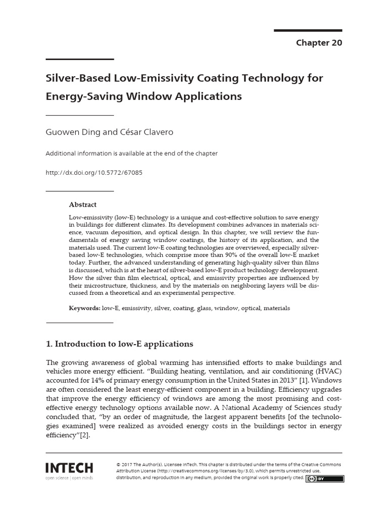 Silver Low-E Coatings for Energy Savings | PDF | Zinc Oxide | Thin Film