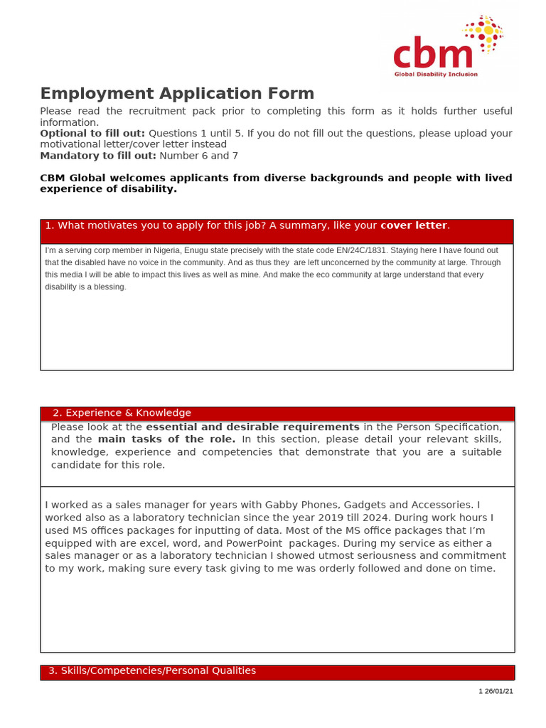 Application Form - CBM Global - 2022 | PDF | Recruitment
