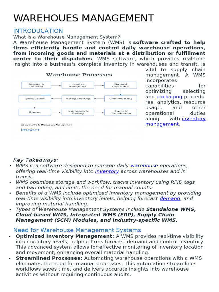 Warehouse Management System Overview | PDF | Warehouse | Business Process