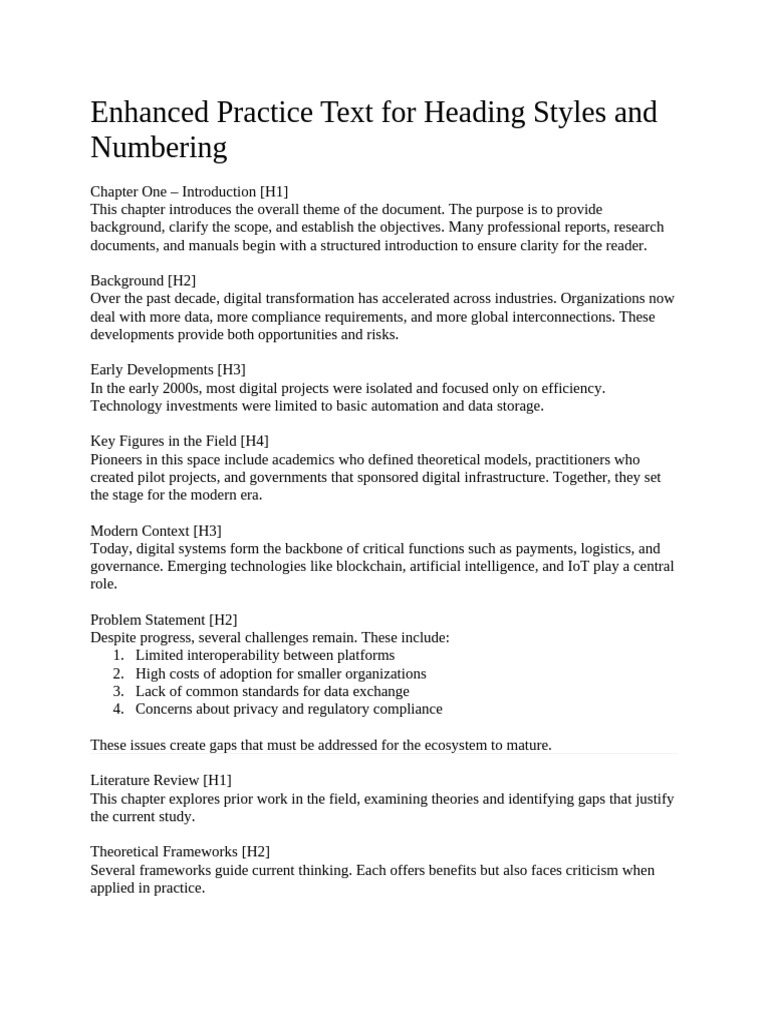 Heading Numbering Practice Text | PDF | Methodology | Survey Methodology