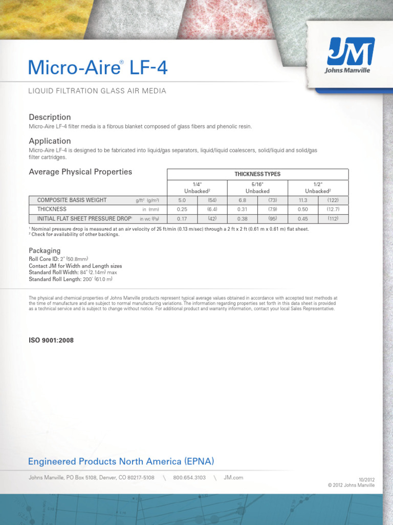 Micro-Aire LF-4 Liquid Filtration Media | PDF