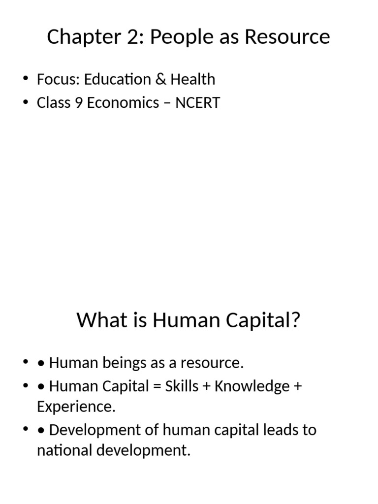 Class9 Economics Chapter2 Education To Health | PDF