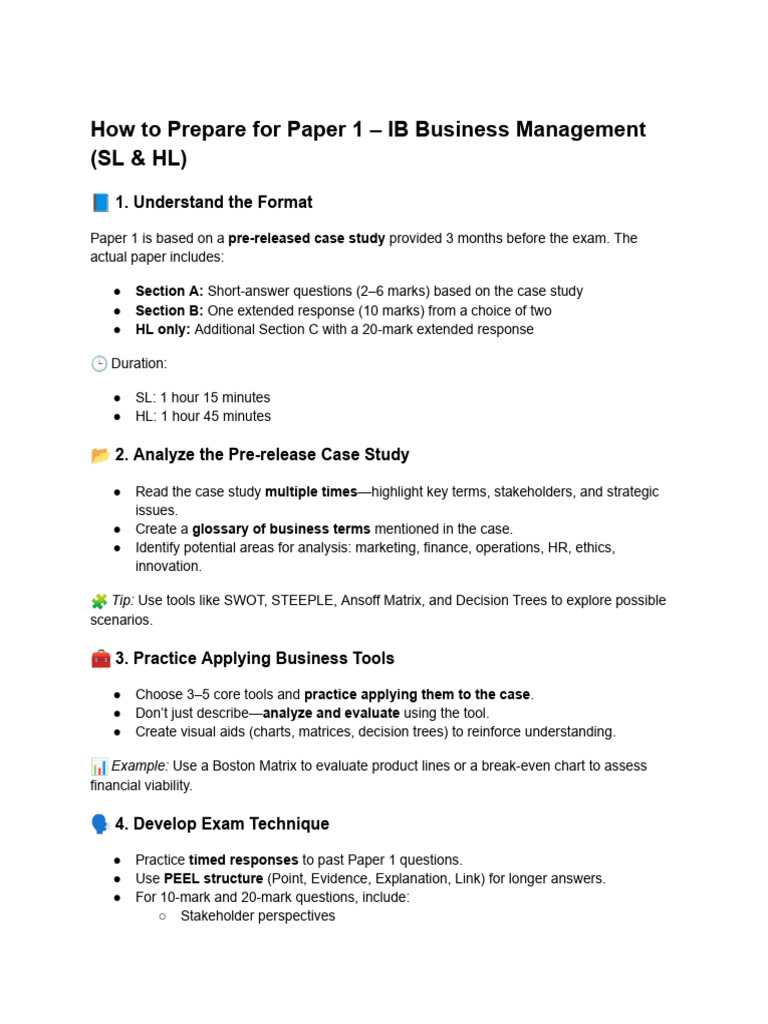 Preparing for IB Business Paper 1 | PDF | Marketing | Business