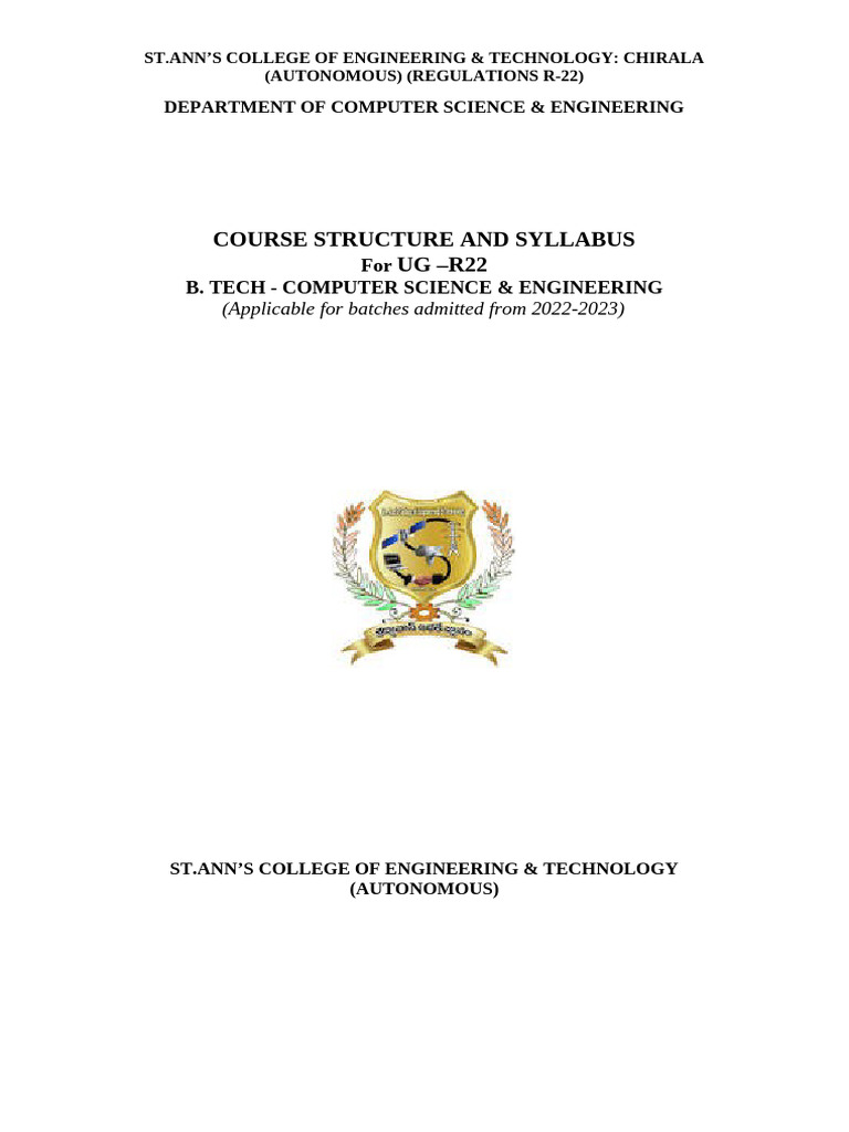 CSE Course Structure at St. Ann's College | PDF | Science | Engineering