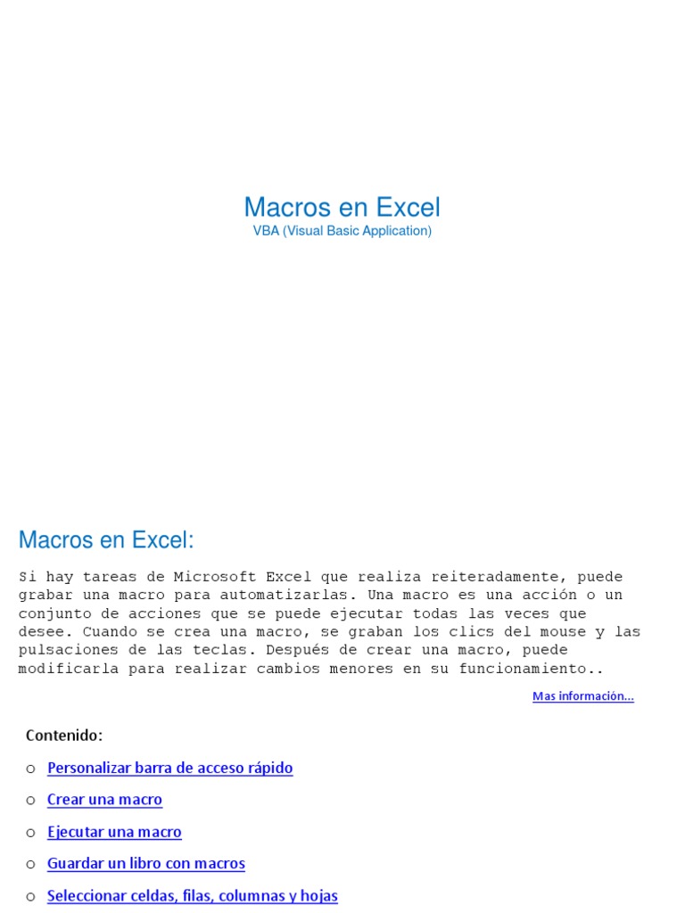 Programacion Macros Excel 1 | PDF | Macro (informática) | Básico