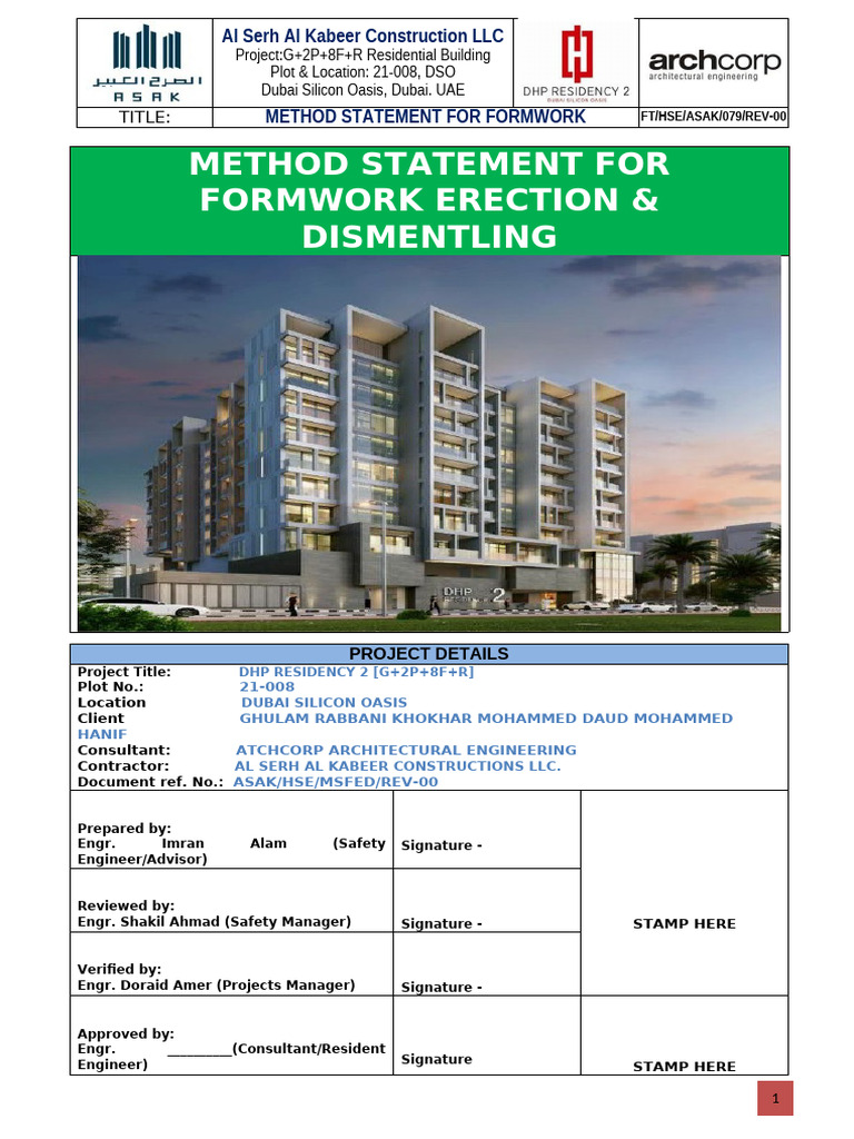 Formwork Method Statement for DHP Residency | PDF | Concrete | Civil ...
