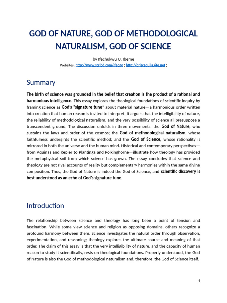 Theological Foundations of Science | PDF | Metaphysical Naturalism ...