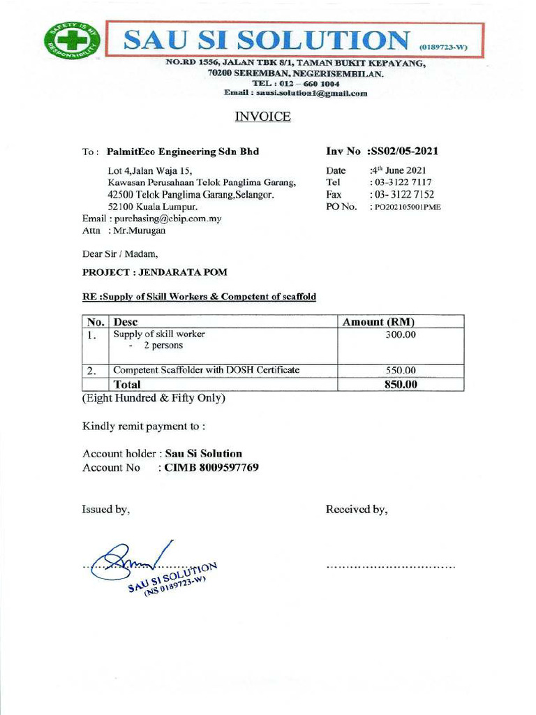 Scaffolding Dismantle Claim Sau Si Solution | PDF