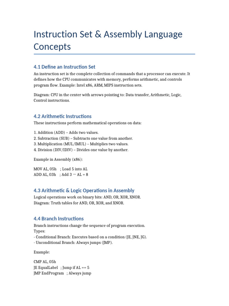 Instruction Set Lecture | PDF