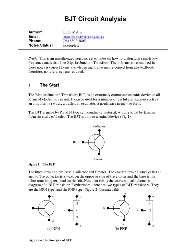BJT Circuit Analysis | PDF | Bipolar Junction Transistor | Amplifier
