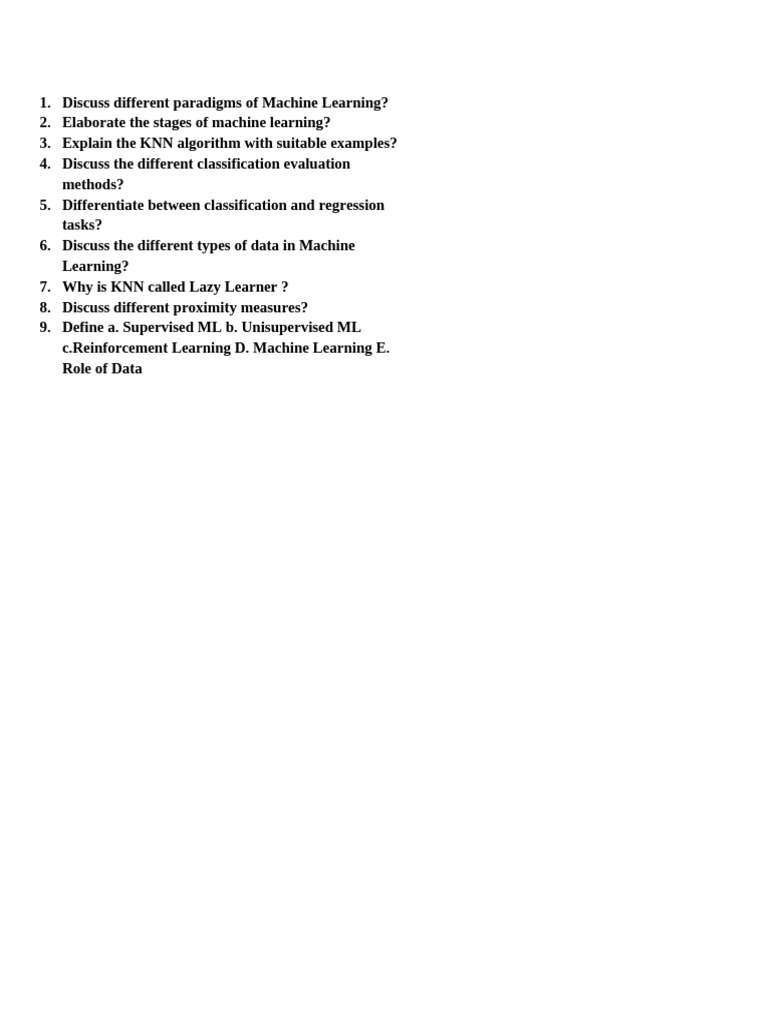 ML CT 1 Notes | PDF