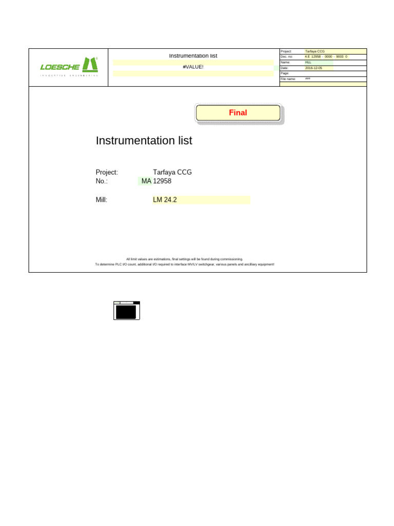 Tarfaya CCG Instrumentation Overview | PDF | Instrumentation ...