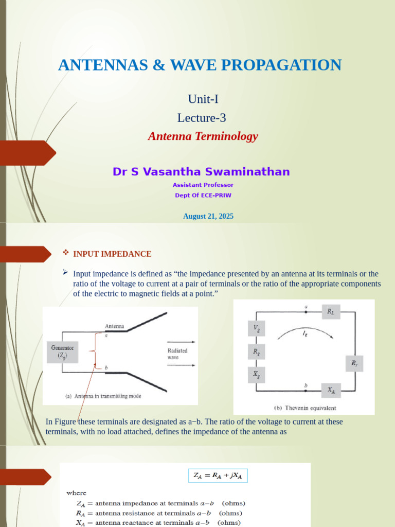 AWP Unit-1, Lec - 3, Aaperture Area, Friis Formula | PDF | Antenna (Radio) | Waves