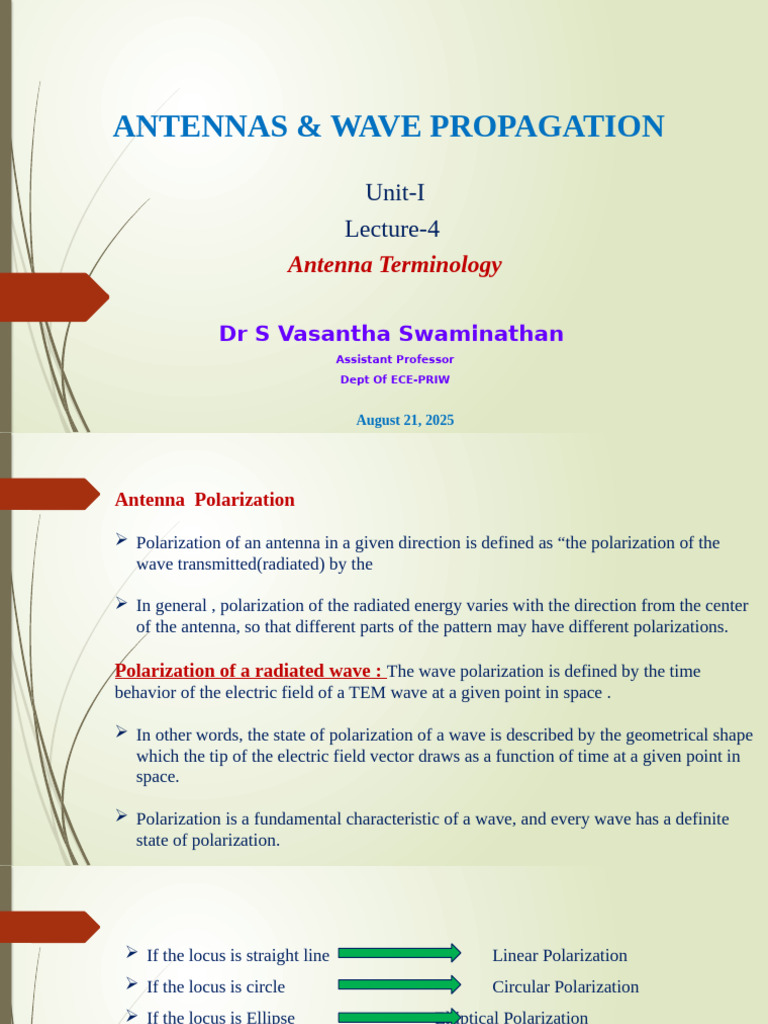 AWP Unit-1, Lec - 4, Polarization | PDF