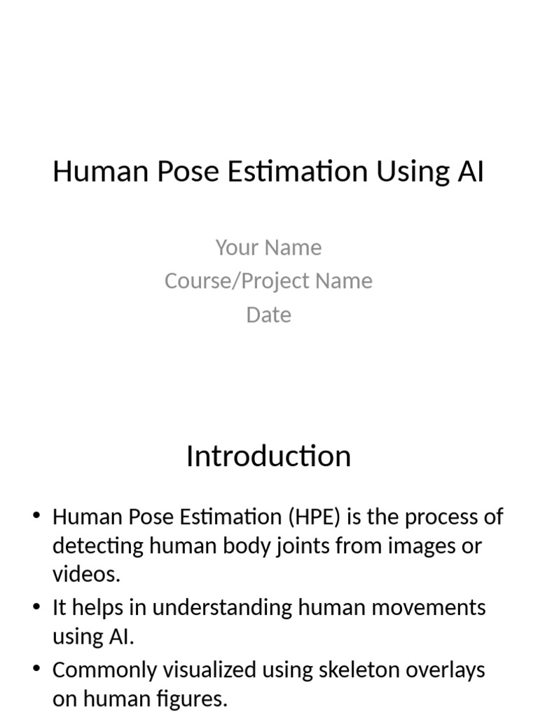 Human Pose Estimation Presentation | PDF