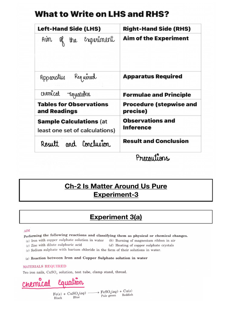 Expt 3 (A-E) Phy. & Chem. Changes | PDF