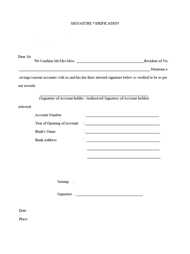 Signature Verification Confirmation Form | PDF