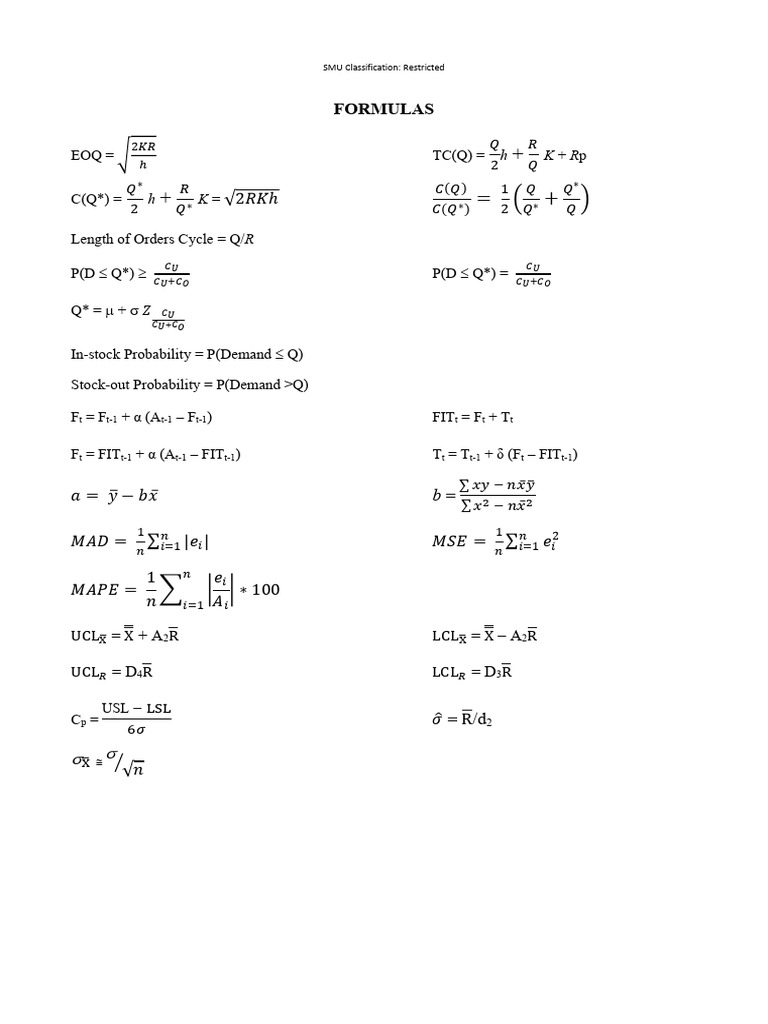 Statistical Formulas and Calculations | PDF | Scientific Method ...