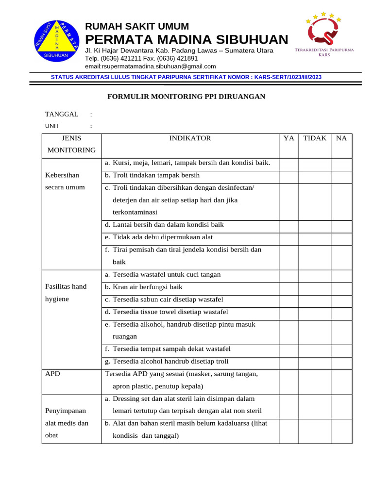 Form Ceklist Dan Bukti Supervisi PPI | PDF