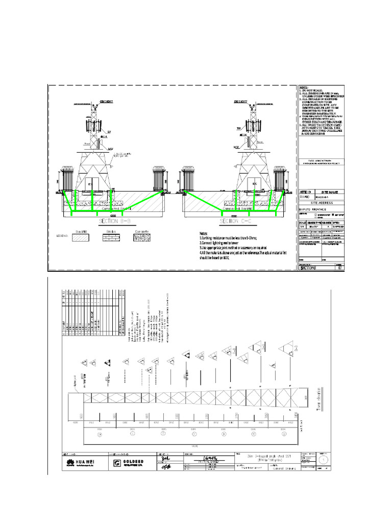 Tower Elevation - Tower Foundation Design & Template 36 Meter Tower | PDF