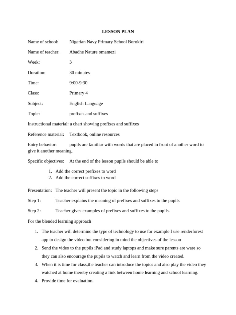 LESSON PLAN Morphology-WPS Office | PDF | Lesson Plan | Teachers