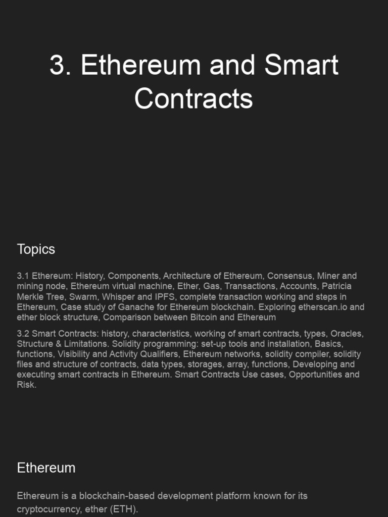 3. Ethereum and Smart Contracts | PDF | Computer Programming | Software Engineering