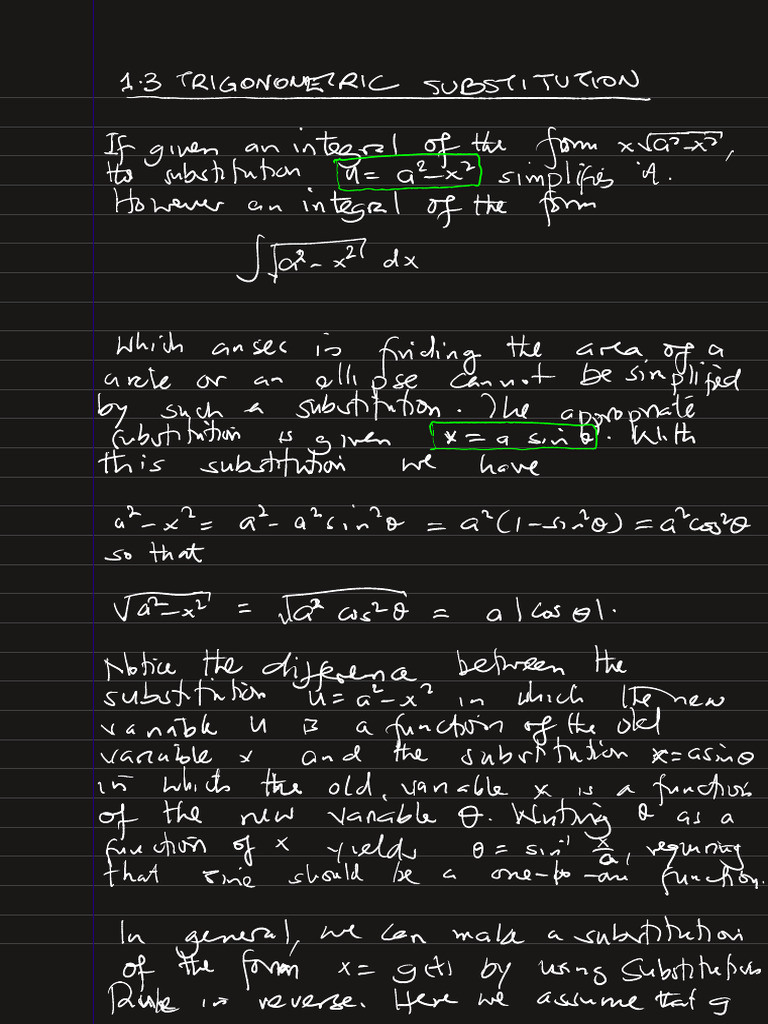 Trigonometric Substitution | PDF