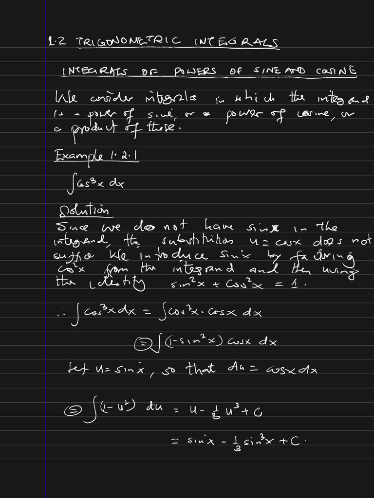 Trigonometric Integrals Pdf