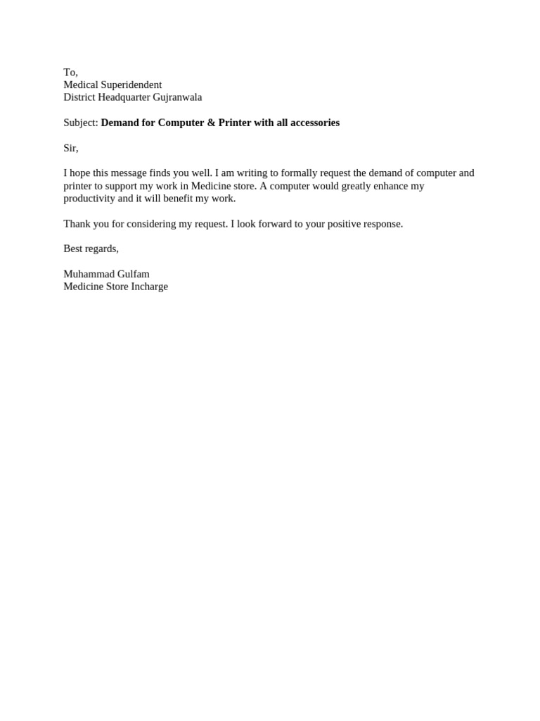 Request for Computer and Printer | PDF
