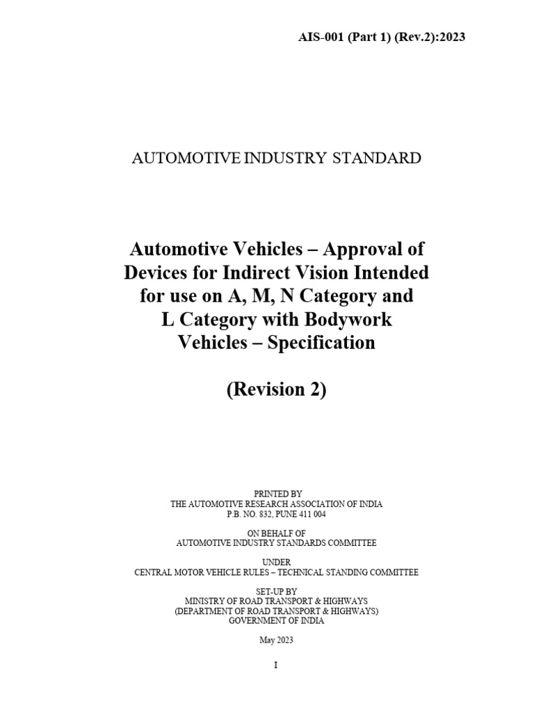 Automotive Indirect Vision Device Standards | PDF | Contrast (Vision ...