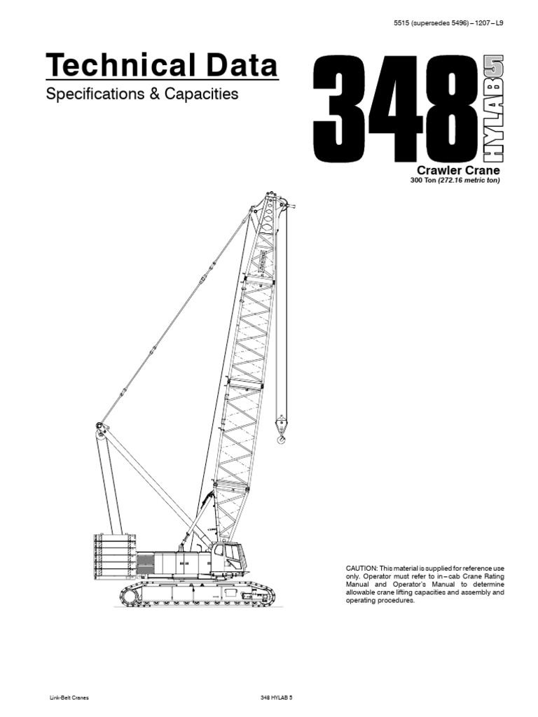Link-Belt 348 HYLAB 5 Specifications | PDF | Crane (Machine ...