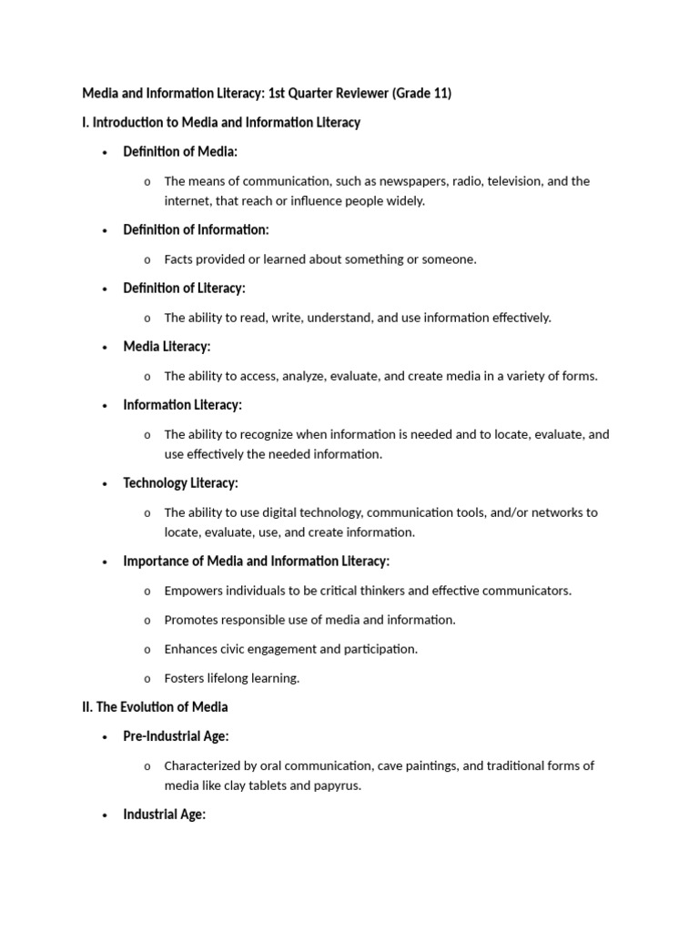 Media Literacy Reviewer for Grade 11 | PDF | Information Literacy ...