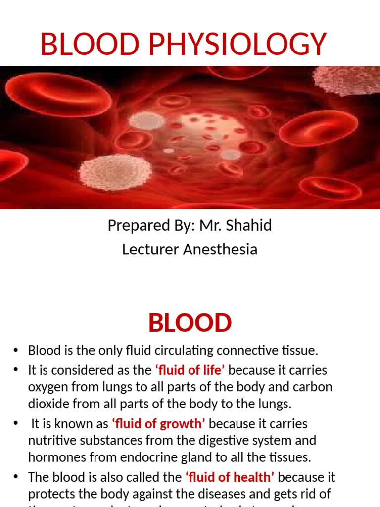 Blood Physiology: Functions and Composition | PDF | Blood Plasma ...