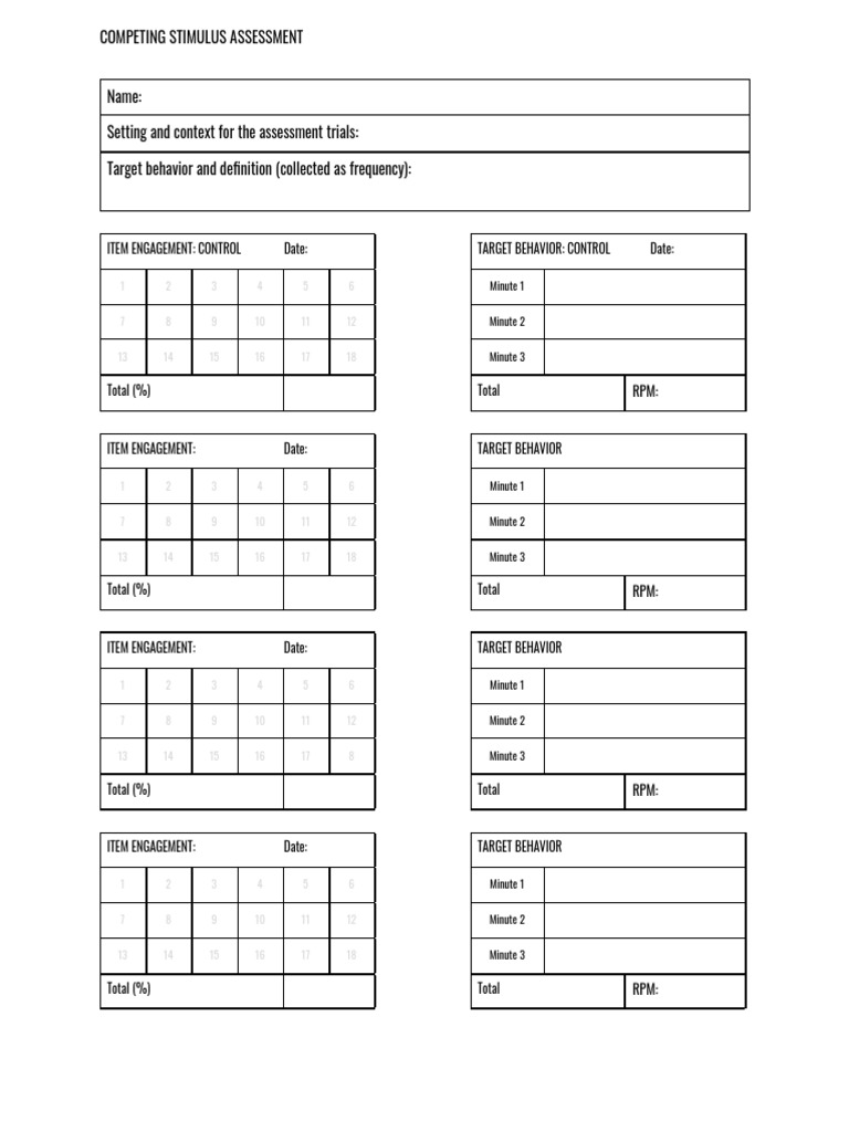 Competing Stimulus Assessment Data Sheet | PDF