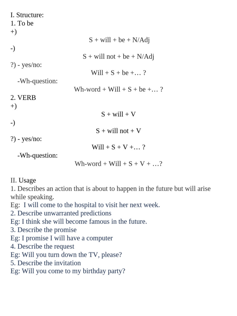 Future Tense Structure and Usage Guide | PDF