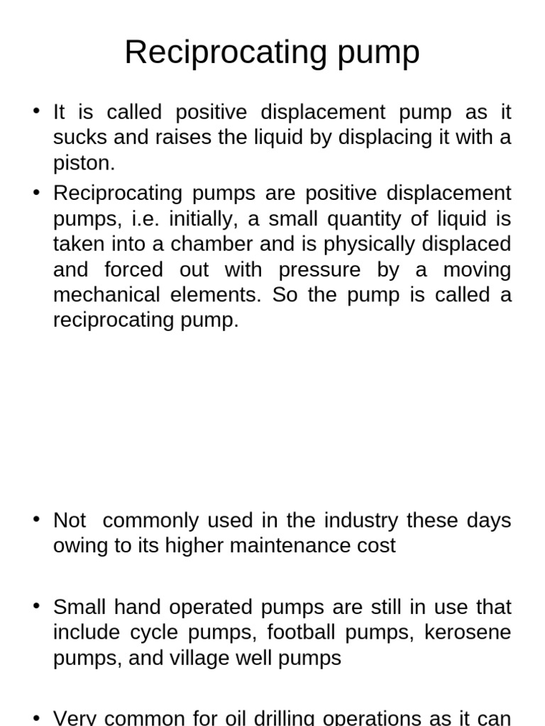 Reciprocating Pump Overview and Function | PDF | Pump | Piston