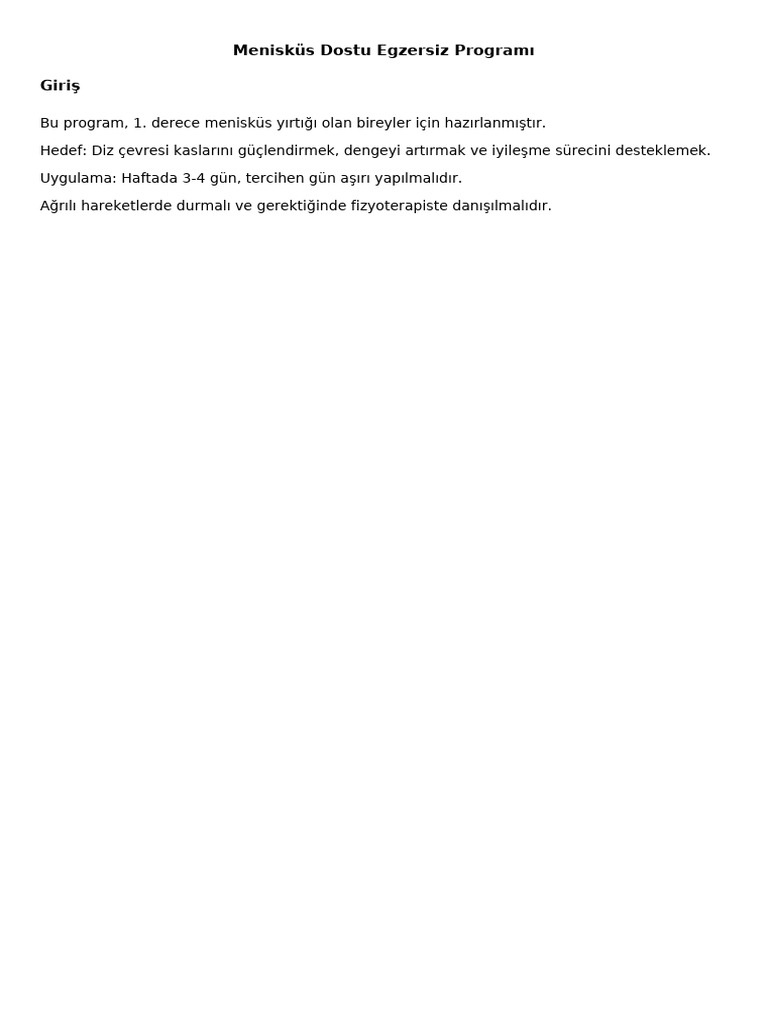 Meniskus Egzersiz Programi | PDF