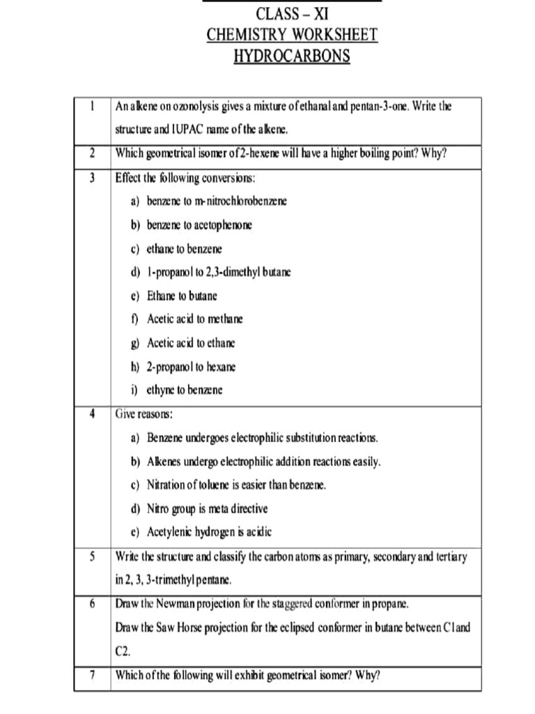 Chemistry Worksheet: Alkenes & Reactions | PDF