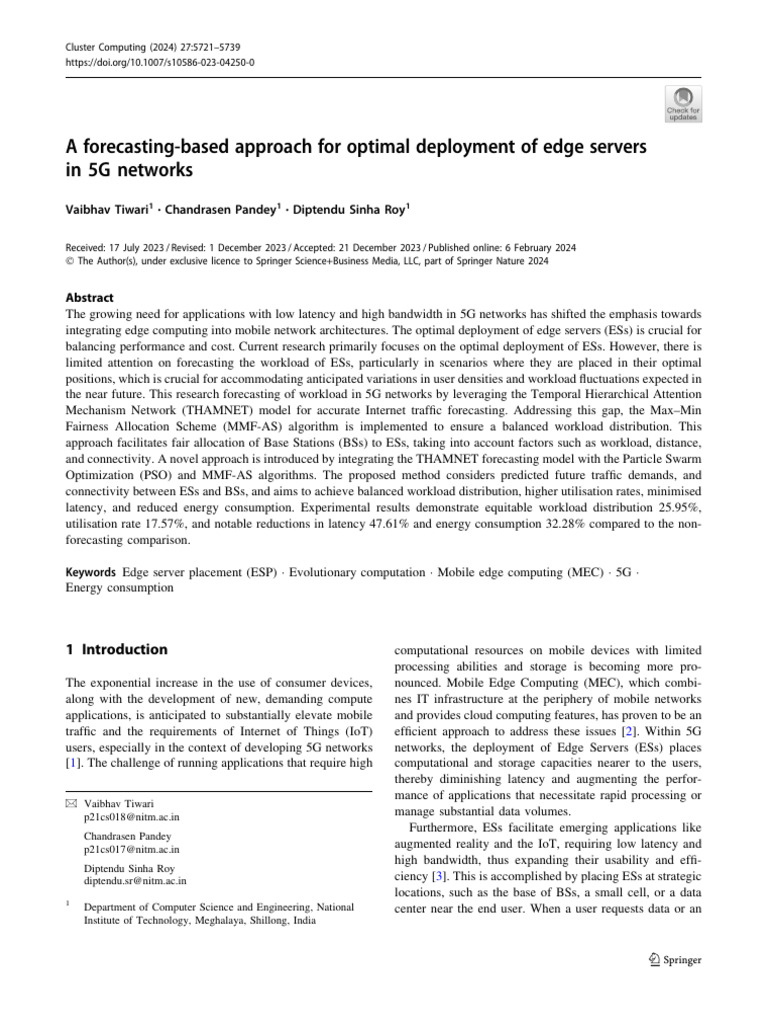 A Forecasting-based Approach for Optimal Deployment of Edge Servers-1 ...