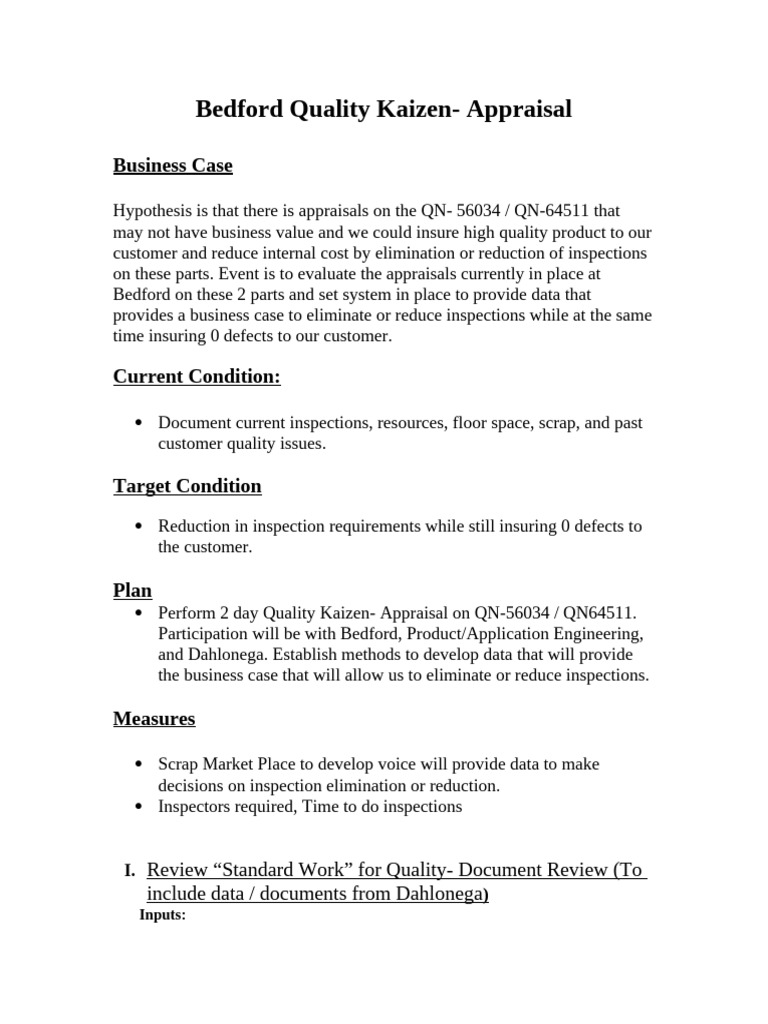 Quality Kaizen Example Roadmap | PDF | Real Estate Appraisal