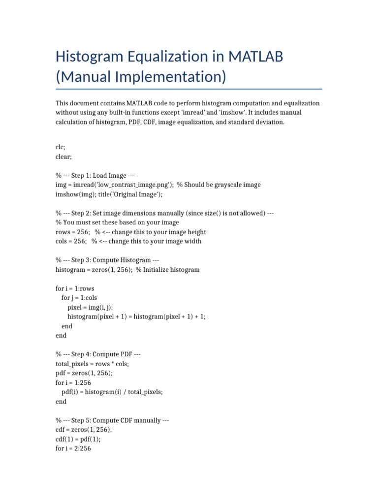 Histogram Equalization Manual | PDF | Vision | Signal Processing