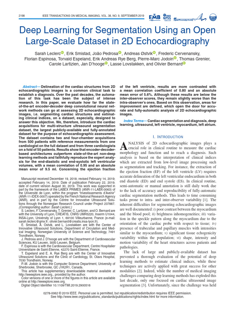 Deep Learning for 2D Echo Segmentation | PDF | Echocardiography | Image ...