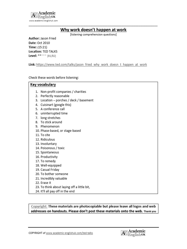 Work Vocab | PDF