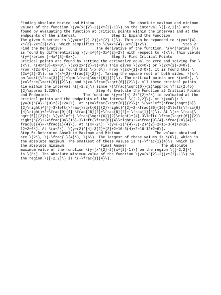 Finding Absolute Maxima and Minima | PDF | Functions And Mappings ...