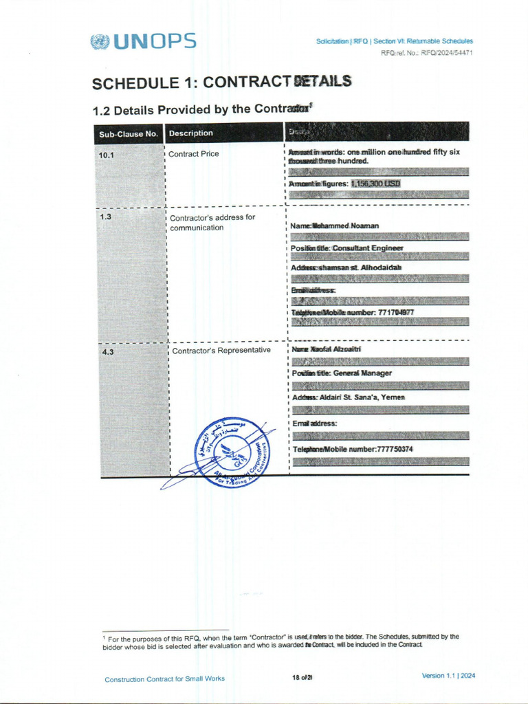 1.2 Details Provided by The Contractor | PDF